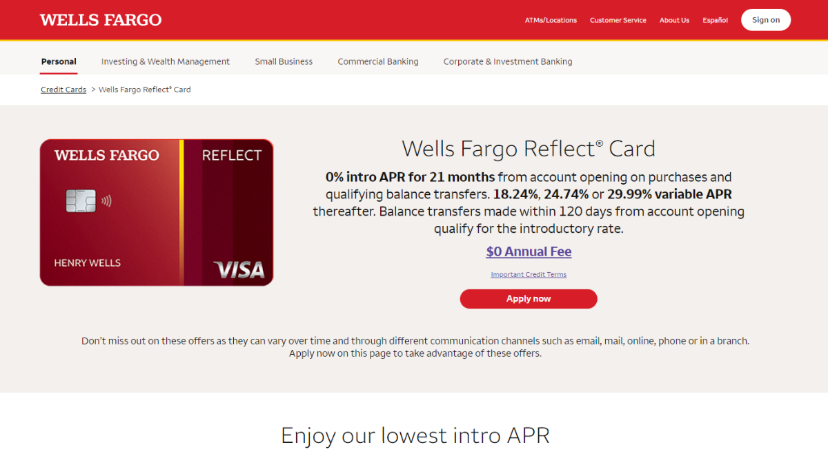 Wells Fargo Reflect® Card Review: No annual fee and a free APR intro 21 ...